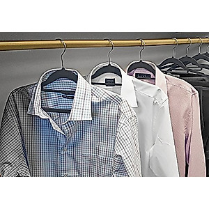 CRESNEL Velvet Hangers 50 Pack - Extra Strong to Hold Heavy Coat and Jacket - Non-Slip & Space Saving Design Excellent for Men and Women Clothes - Rotating Chrome Hook - Modern Gray Color