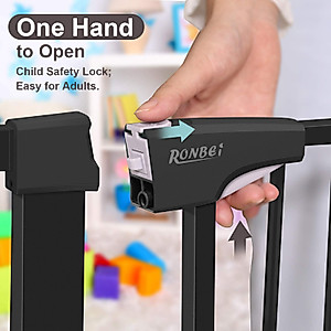 Walk Thru Baby Gates for Doorway and Stair, RONBEI Auto Close Pressure Mounted Wide Indoor Safety Gate for Opening 35''-37.8'' or 29.53''- 31.5'', Height 30", Ideal Barrier for Toddler and Small Dogs