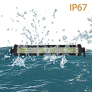 Ultra Slim Single Row Green LED Offroad Driving Fog Lights Bar Green Hunting Fishing Lights 2Pcs 7Inch Waterproof Auxiliary Work Lights Grille Lights Bar fit for Fish Pig Deer Truck Trator Boat Cars