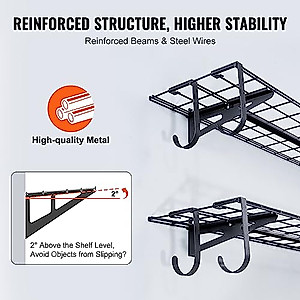 VEVOR Garage Shelving Wall Mounted, 1 x 4 ft Heavy Duty Garage Wall Shelves, 400 lbs Load Capacity Garage Storage Rack Floating Shelves, 2 Pack, Suitable for Shop, Shed, Garage Storage