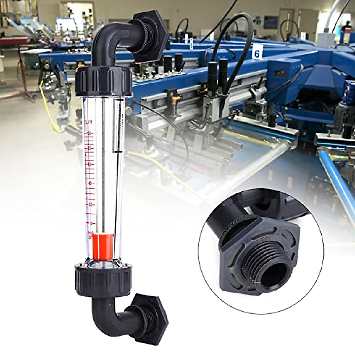 Waterflow Meter, Easy Reading High Accuracy 10-100LPH Tube Type 1/2in Male Thread Liquid Flow Measuring Tool Transparent Panel for Various Liquid Media