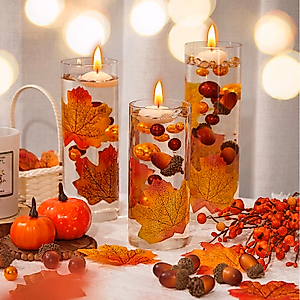 Jetec 2116 Pieces Thanksgiving Vase Filler Faux Pearl for Vase Filler Fall Vase Filler Water Gels Bead Candle Centerpiece for Thanksgiving Fall Table Party Decoration (Acorn Maple Leaf Style)
