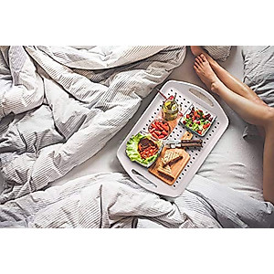 Bravi Kitchen 3PC Anti-Slip Food Serving Tray with Handles 17.9" + 15.7" + 13" Dinner Trays for Lap + Small Drink Tray | Breakfast Tray | Bed Tray | Food Tray | Lap Trays for Eating | Serving Trays