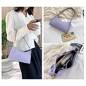 Amazingeverything Bag Purse Shoulder Bag Retro Classic Clutch Croc Tote Bag Shoulder HandBags, Crocodile Purses (Lavender)