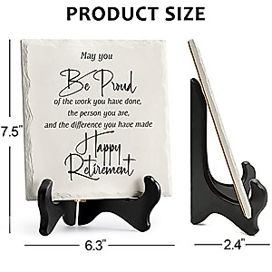 LukieJac Retirement Gifts for Women Men Retirement Party Decoration Best Ceramic Retirement Plaque 6"*6" Happy Retirement Table Decorations Sign for Teacher Nurses Coworker