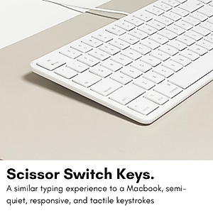 Macally Slim USB Wired Keyboard for Mac and Windows PC - Full Size 104 Key Layout & 16 Shortcut Keys - Scissor Keycaps for Smooth Typing - Mac Wired Keyboard with Numeric Keypad