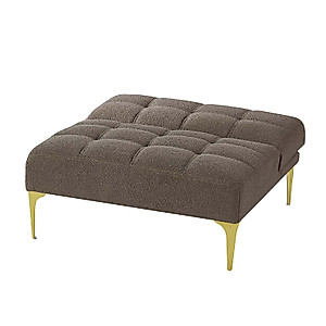 GERDIOEB Convertible Sofa Bed Single Chair Futon with Adjustable Backrest and Gold Metal Legs, Teddy Fabric Armless Chair with Pillow, Futon Sleeper Couch Daybed Single Chair (Taupe)