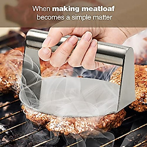 Onanuto Stainless Steel Grill Press,5.5 inch Professional Burger Press, Grade Burger Smasher with 100 Patty Papers Set, Burger Iron Perfect for Flat Top Griddle Grill Cooking