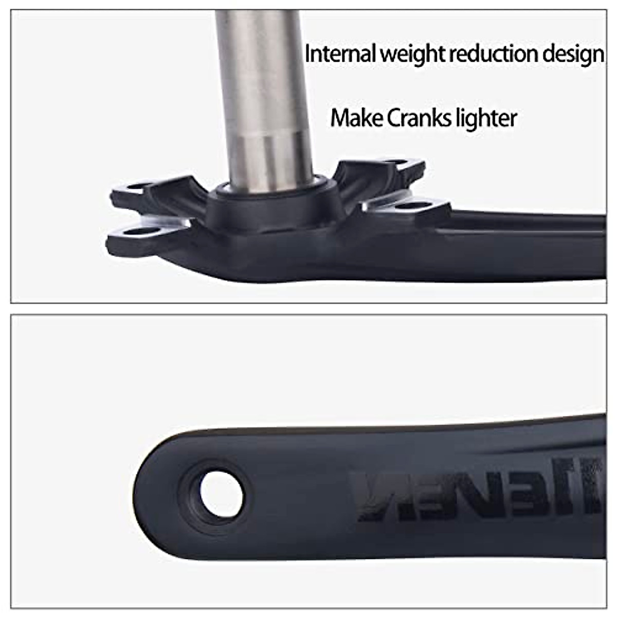 VIARON 170mm Bike Crankset 32T/34T/36T Hollow Integrated 104BCD Single Speed Round Chainring Crankset with Bottom Bracket (34T)