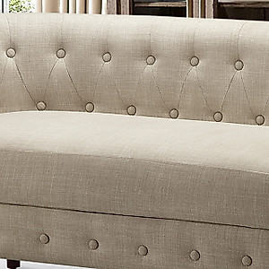 Rosevera C18-1 (1-B) Garner Chesterfield Settee Loveseat, Beige
