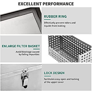 YITAHOME Grease Trap, 25LB Commercial Stainless Steel Interceptor for Restaurant, Cafe, Home Commercial Kitchen, Sink, Dishwasher, 1.5 inches Inlet & Outlet