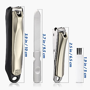 Nail Nipper, Premium Stainless Steel Fingernail and Toenail Clipper Cutters,Nail Cutters Sets with Nail File and Cleaning Brush for Seniors, Aducts,