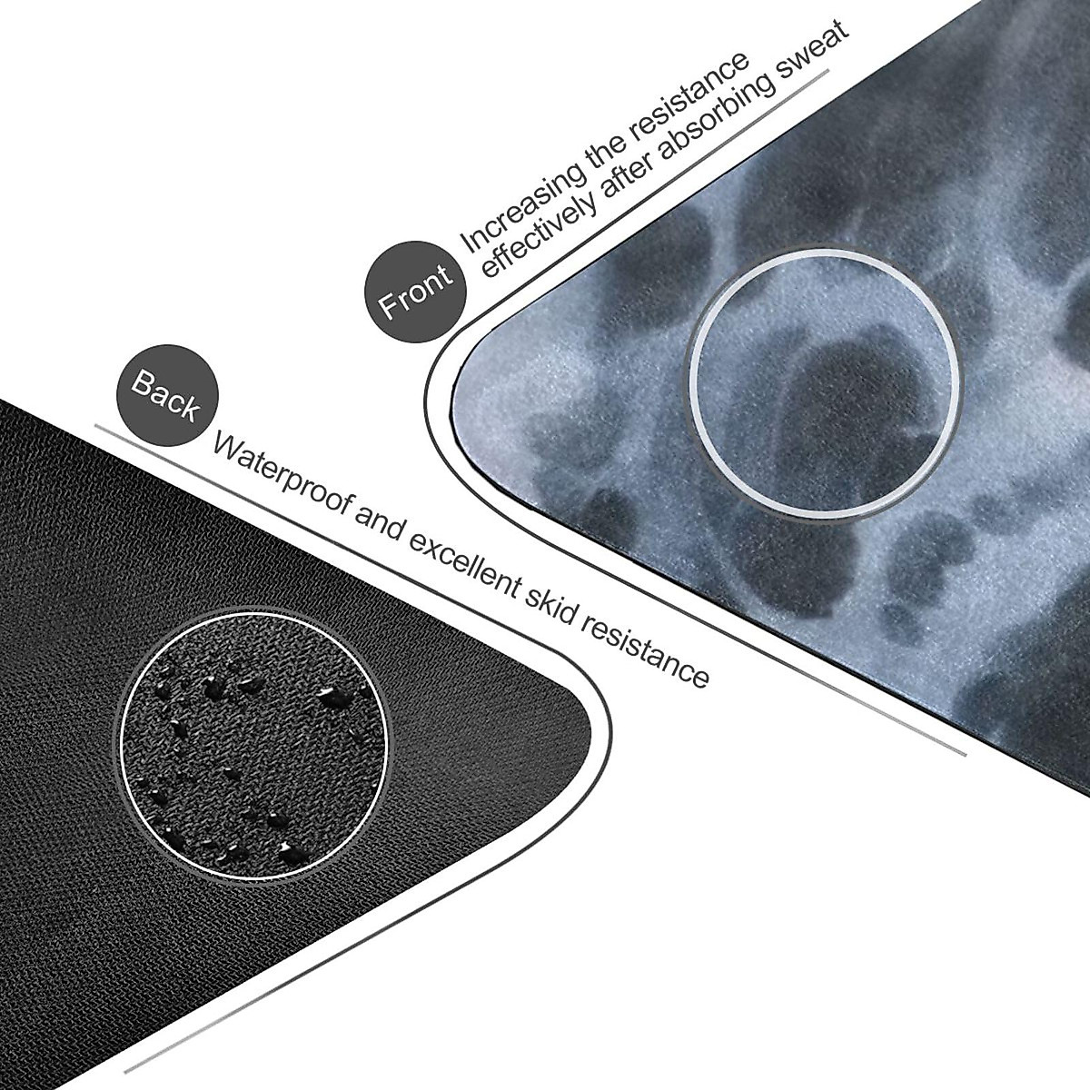 GOODOLD Beautiful White Dragon Yoga Mat, 71 x 26 Inch Non-slip Yoga Mats Folding Travel Exercise Mat Indoor Outdoor Gym Pilates with Storage Bag for Women Men