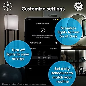 GE CYNC Smart LED Light Bulbs, Soft White, Bluetooth and Wi-Fi, Works with Alexa and Google Home, A19 Bulbs (2 Pack)
