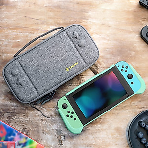 tomtoc Protective Case for Nintendo Switch, TPU Dockable Grip Case with 2 Game Cards Slots, Shock-Absorption and Anti-Scratch Split Cover