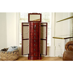 Hives and Honey Francesca Standing Armoire Jewelry Cabinet, Antique Cherry