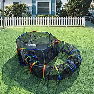 LUCKITTY Outdoor Rainbow Cat Enclosures Playground,Outside House for Indoor Cats Include Portable Cat Tent, Circle Cat Playpen Tunnel, for Cats, Kitty and Small Animals,Within Storage Bag
