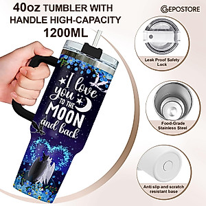 GEPOSTORE Valentines Gifts for Him Her, Dragon Couple 40oz Tumbler with Handle, Movie Characters Cup, Gifts for Cartoon Fan