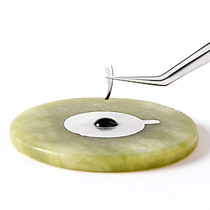 900 PCS 1 Inch Disposable Eyelash Glue Holder Pallet Stickers Pads Waterproof Glue Aluminum Foil Stickers with 2 PCS Eyelash Extension Jade Stone