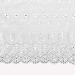 Daisy in Leaf 100% Cotton Embroidered Eyelet Fabric 42" Wide Sold by The Yard (White)