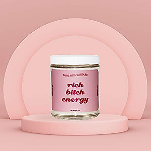 Cool Girl Candles |Rich Bitch Energy Sweet Amber + Floral Scented Candle | All Natural Coconut Soy Wax | The Best Strong Scented Candles for Home Fragrance | Clean Burning | Funny Gifts | 8.5 fl oz