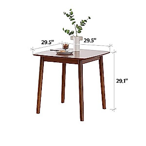 Livinia Aslan 29.5" Malaysian Oak Square Wooden Dining Table/Small Solid Wood Kitchen Desk (Walnut)