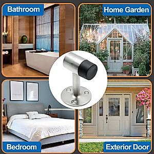 LifCratms 3 Inch Heavy Duty Floor Stop, Zinc Alloy Floor Mount Door Stopper with Rubber Bumper & Mounting Screws (Brushed Nickel, 1PCS)