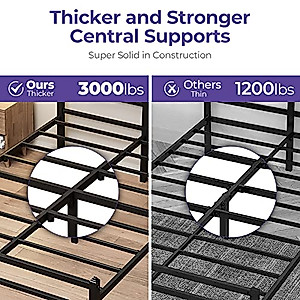 GreenForest King Size Bed Frame with Headboard Easy Assemble, 14 inch Heavy Duty Metal Platform Bed Base with Storage No Box Spring Needed Mattress Foundation, Noise Free, Black