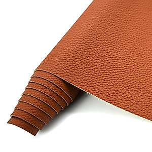 79"x 54"(200cm x 140cm) Faux Leather|Litchi Grain Texture Faux Leather Fabric|1mm Thick Leather Fabric for for Furniture Decoration, DIY Crafts, Sewing, Etc.（Dark Brown）