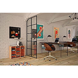 Safco Products Wood Corrugated Literature Organizer 24 Compartment 9402MO Medium Oak Economical Organization for Home,Office and Classrooms Letter-Size Compartments 23.5" x 29" x 12"