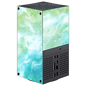 PlayVital Blue Green Watercolour Custom Vinyl Skins for Xbox Series X, Wrap Decal Cover Stickers for Xbox Series X Console Controller