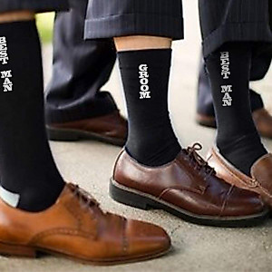 PAIXUN Groom Groomsmen Gifts For Men Him Wedding Proposal Novelty Funny Socks Bestman 100% Cotton Groomsmen Socks