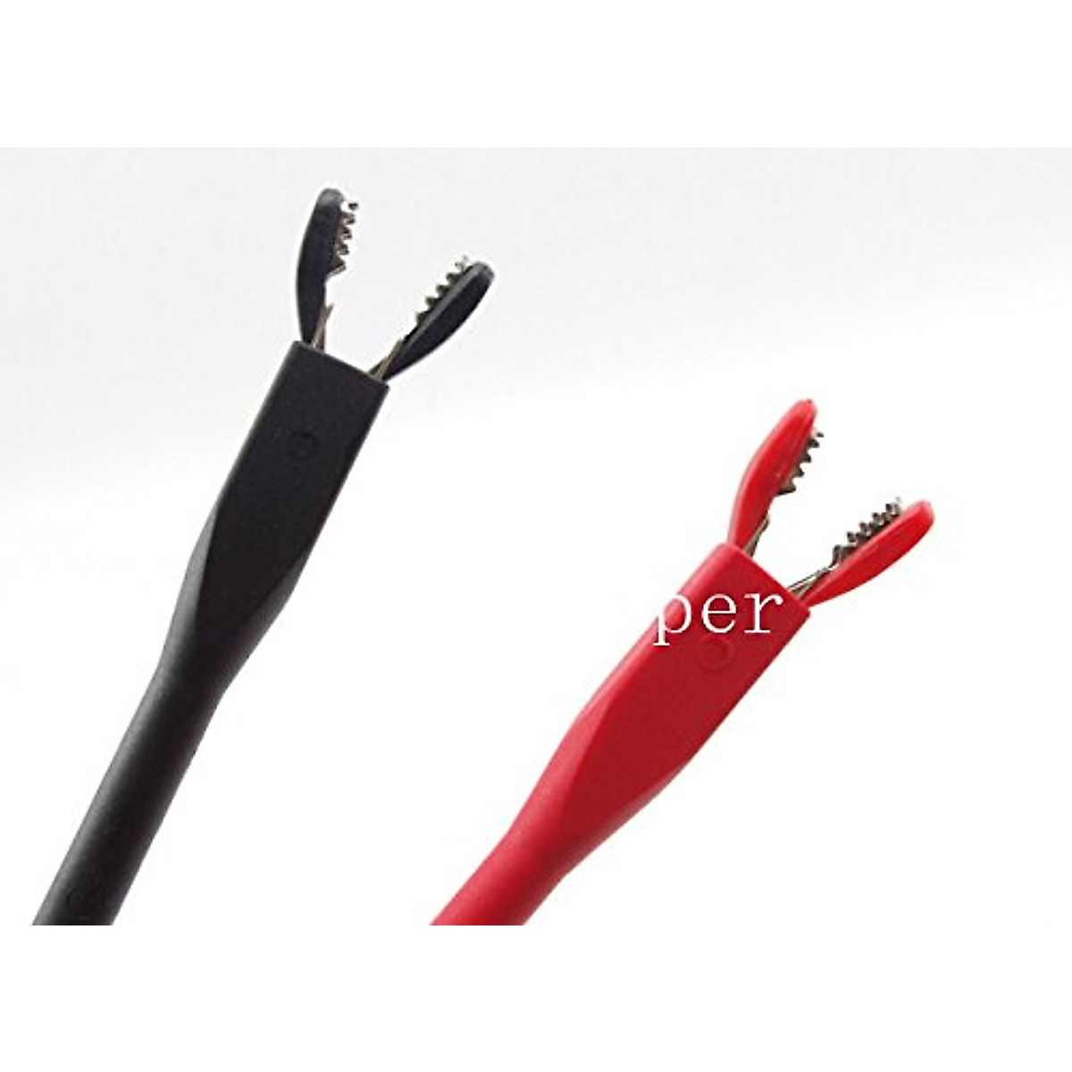 TestHelper TP760-1 Industrial Grade Plunger Style Test Clip Set, Safety Alligator Clamp with 4mm Banana Socket Connection Flexible Spring Jaw Opening Red/Black