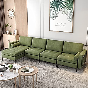 Giantex Sectional Sofa Couch with 2 USB Ports, 3-Hole Socket, Hidden Storage Box, L-Shaped Modular Sofa w/Reversible Chaise Lounge, 2 Side Bolsters for Living Room Bedroom Office