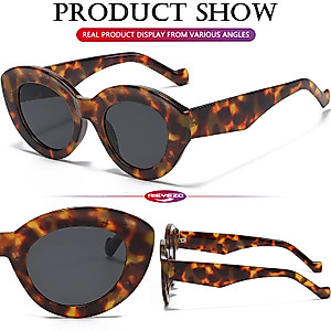 AIEYEZO Oversized Cat Eye Sunglasses for Women Cute Oval Thick Frame Cateye Sun Glasses Chic Retro Style Shades (Tortoise)