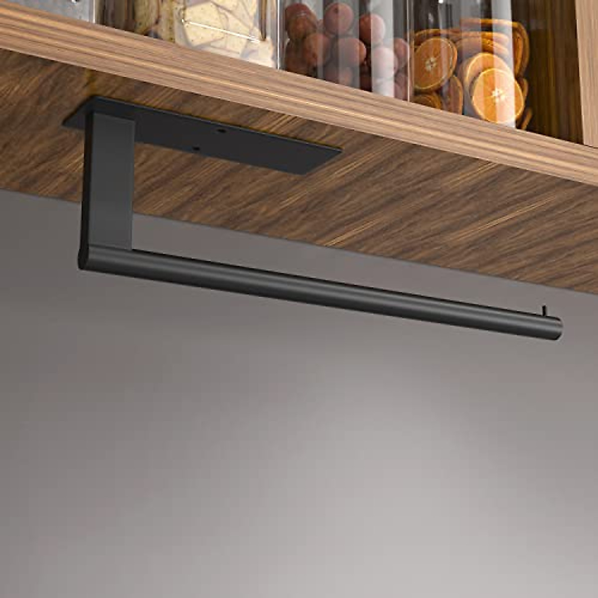 Paper Towel Holder Under Cabinet, Stainless Steel Kitchen Roll Holder Matte Black, Self-Adhesive Kitchen Towel Rack Wall-Mounted, Suitable for Pantry, Kitchen, Bathroom