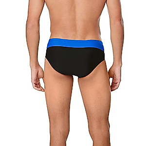 Speedo Men's Swimsuit Brief Endurance+ Splice Team Colors , Black/Blue Splice, 34