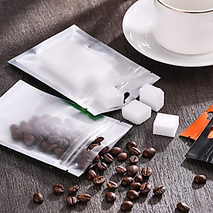 200 Pieces Mylar Bags Smell Proof Bags Resealable Bags Aluminum Foil Food Storage Bags Flat Metallic Mylar Foil Flat Zipper Food Storage Pouch()