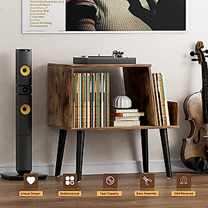 Huakan Record Player Stand, Record Player Table Turntable Stand, Vinyl Record Storage Multifunctional Bookcase for Albums LP