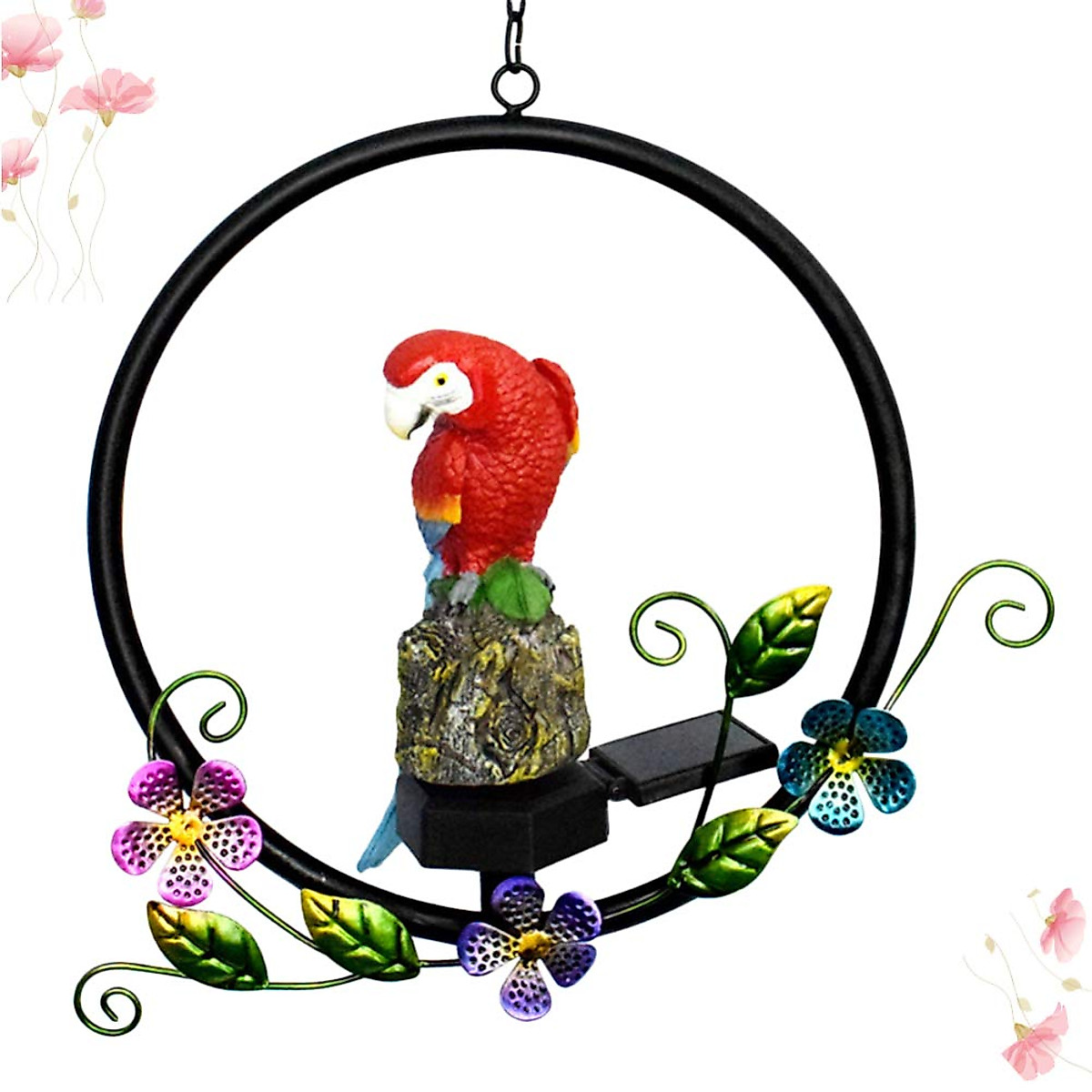 Uonlytech Parrot Light Red Parrot Pattern Solar Powered Lights Outdoor Lampara Solar para Exterior Courtyard Light Solar Garden Lights Solar Lamp Solar Light for Outside Portable Statue