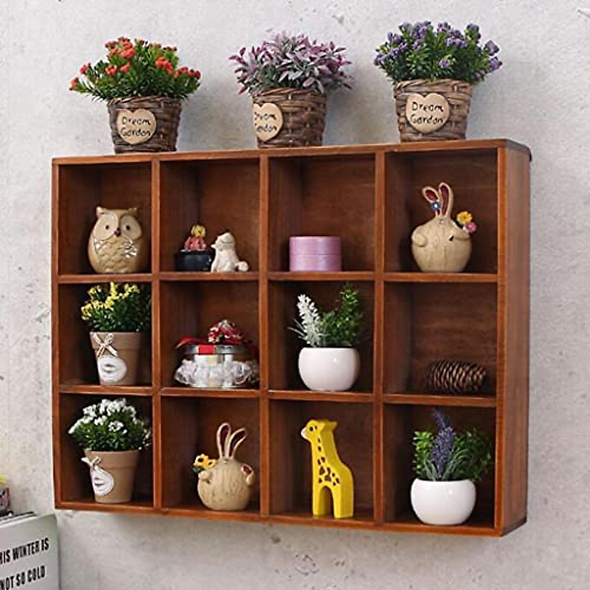 ＫＬＫＣＭＳ Wall Mounted Shelving Unit with Storage Shelf with 12 Compartments , Brown