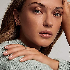 MYEARS Women Diamond Earrings Gold Stud Chain Cubic Zirconia Dangle Drop 14K Gold Filled Small Simple Handmade Hypoallergenic Everyday Jewelry