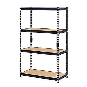 Edsal 36"W x 18"D x 60"H Four-Shelf Steel Shelving, Black