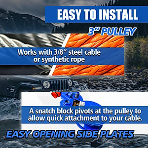 FITHOIST 2 Tons Snatch Block with G80 Chain | 3" Sheave for 3/8" Inch Wire Rope | High Strength Snatch Blocks for Towing and Recovery Applications | Tow Truck Rollback Wrecker Car Hauler Winch