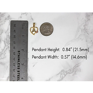 10k Two-Tone Initial Heart Pendant in Yellow and Rose Gold - Letter B