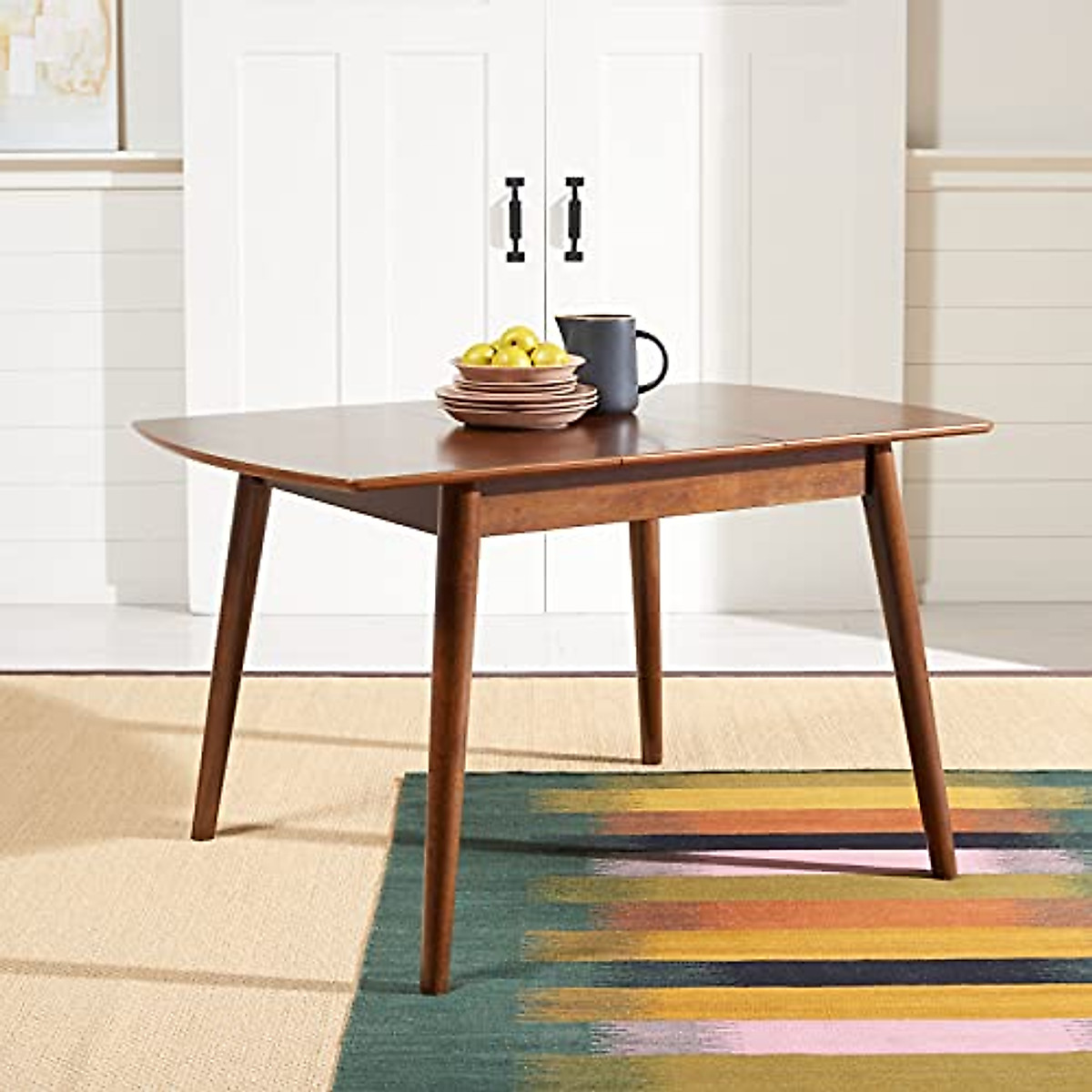 SAFAVIEH Home Collection Varda Walnut Manual Extension Dining Room Table