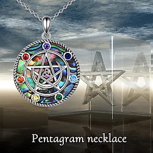 LUHE Pentagram Pentacle Necklace Gifts for Women Her Sterling Silver Chakra Moon Pentagram Pendant necklace Celtics Pagan Wiccan Magic Amulet Jewelry for Teen Girls