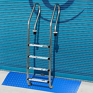 Shitailu 2 Rolls Swimming Pool Ladder Pad, Non-Slip Pool Step Mat, Protective Ladder Mat with Non-Slip Texturefor Above Ground Swimming Pool Steps, Ladders, 36 inch X 9 inch, Wave Pattern