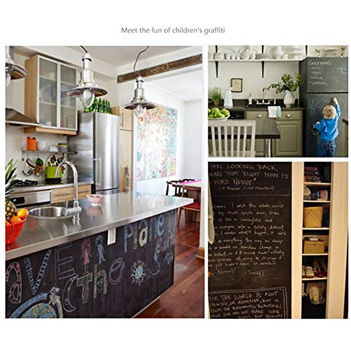 Chalkboard Contact Paper,LeeLoon Chalk Paper Wall Decals Stickers Self-Adhesive Eraseble Cuttable Removable Blackboard Wallpaper for School Office,Home,Kid,Art,Restaurant Menu,Decoration 17.7" X 78.7"