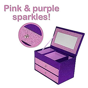 Sparkle Glamour Jewelry Box Organizer (Purple with pink drawers)